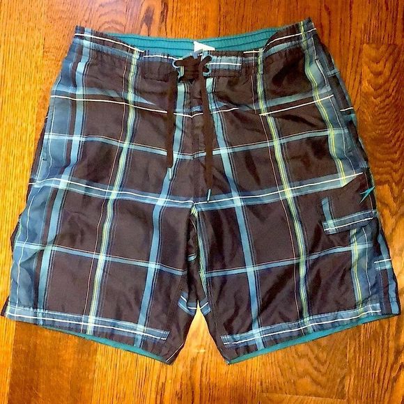 Speedo | Swim | Speedo Mens Navy Blue Yellow White Plaid Lined Cargo ...
